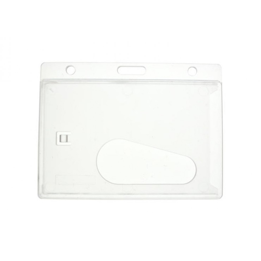 Enclosed Rigid Clear ID Card Holders with Thumb Slot - Horizontal (Pack ...